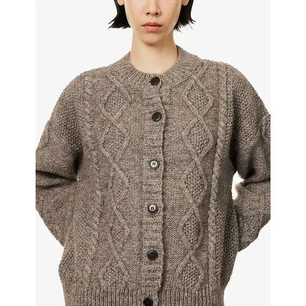 Skall Studio Agnete Cable-Knit Wool Cardigan - Light Brown